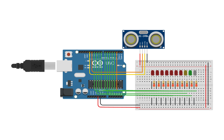 Circuit design ULTRASONICO-LEDS - Tinkercad
