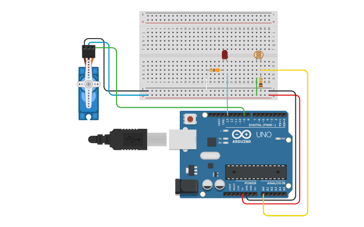 Circuit design sensor de luz - Tinkercad