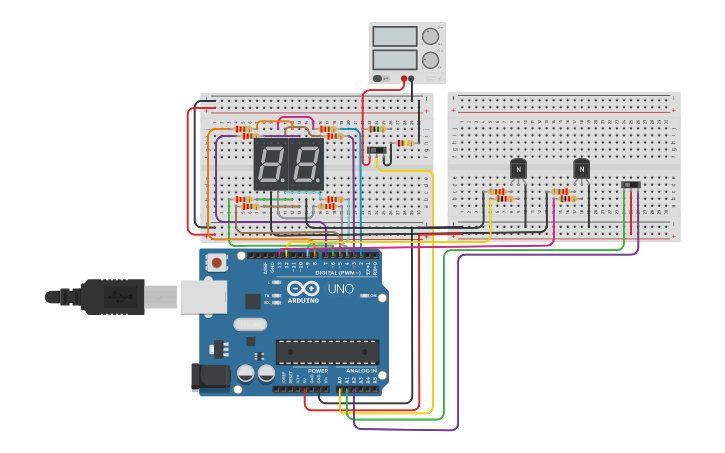 Circuit design Display 7 seg - Tinkercad