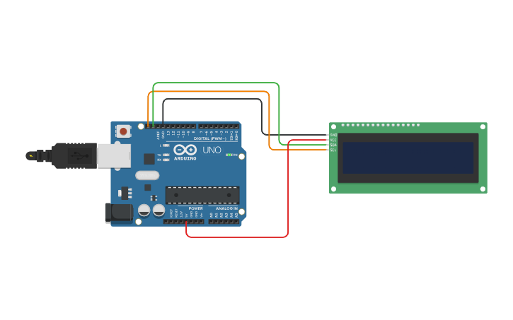 Circuit design LCD I2C - Tinkercad