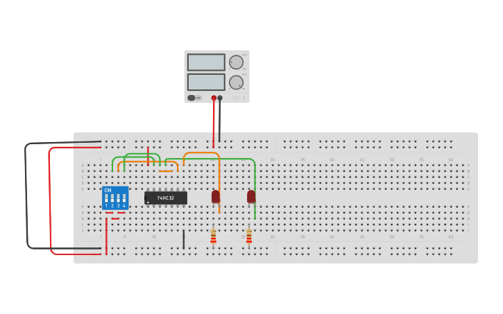 Circuit design 4-2 encoder - Tinkercad