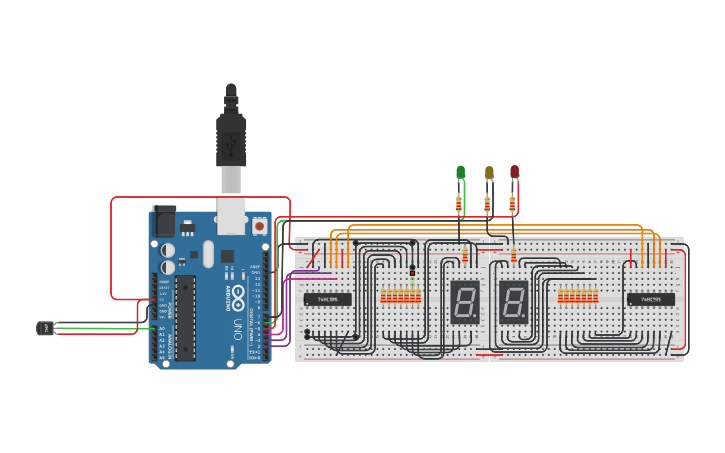 Circuit design TMP 7segment - Tinkercad