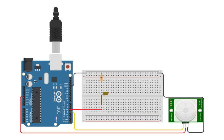 Circuit design Sensor PIR - Tinkercad