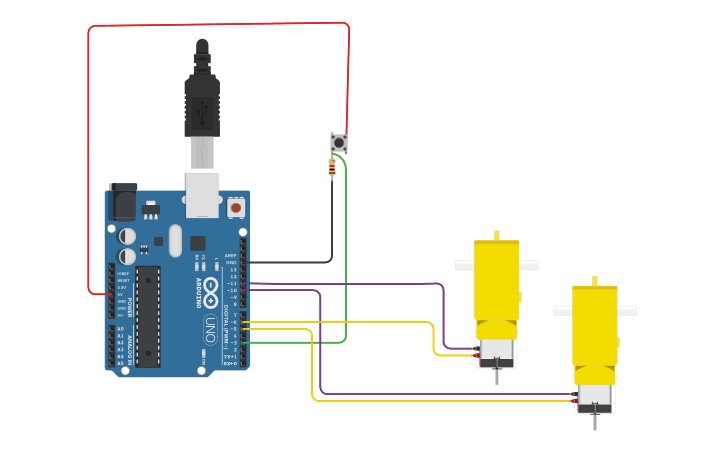 Circuit design 5 - Avancer - Détecter la barrière - Reculer | Tinkercad
