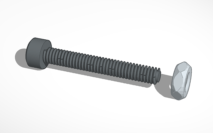3D design M2 15mm socket head screw and nut - Tinkercad