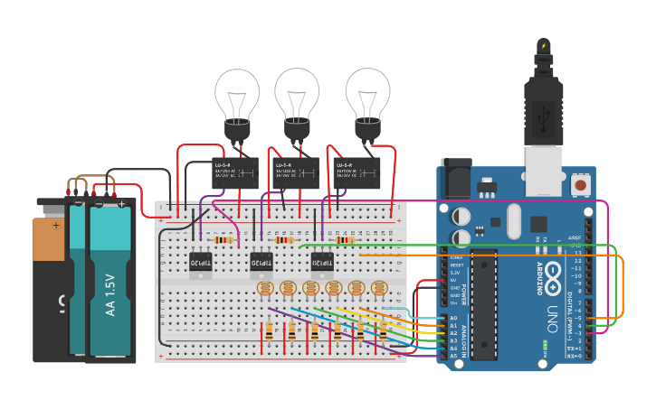 Circuit design PROYECTO LDR - Tinkercad