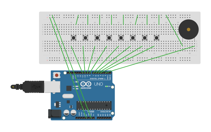 Circuit design 电子琴 3A17 林颖怡 - Tinkercad