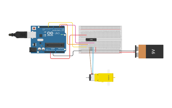 Circuit design Prática5_MotorDC | Tinkercad