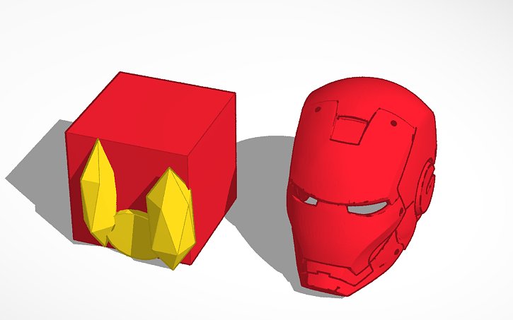 3D design werid square and iron mans helmet | Tinkercad