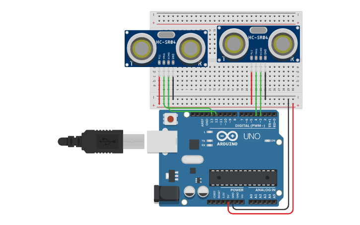 Circuit design SMART CAR PARKING SYSTEM - Tinkercad
