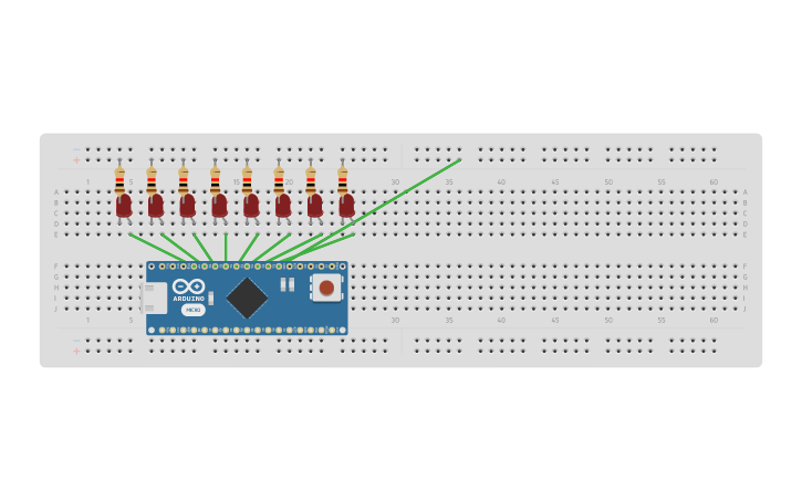 Circuit design Arduino Knight Rider | Tinkercad