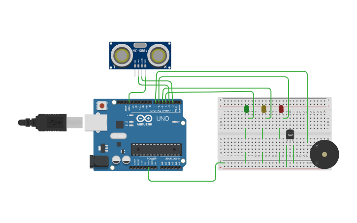 Circuit design Monitoring Ketinggian Air - Tinkercad