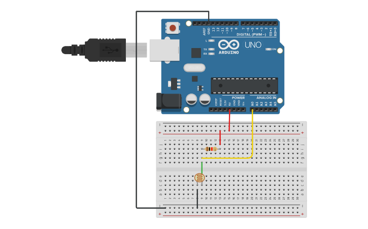 Circuit design LDR -IOT | Tinkercad