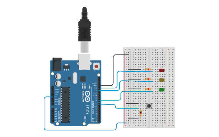 Circuit design Ejercicio Arduino - Semaforo - Tinkercad