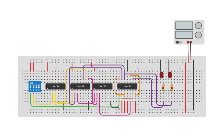 Circuit design ASYNC 2 BIT UP DOWN COUNTER - Tinkercad
