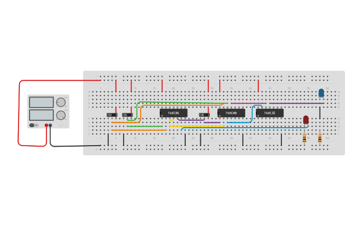 Circuit design FULL ADDER USING BASIC GATES - Tinkercad Circuit design FULL ADDER USING BASIC GATES - Tinkercad