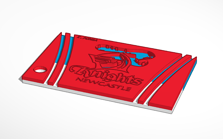 3D design Jedidiah - Newcastle Knights NRL Key-Chain - Tinkercad