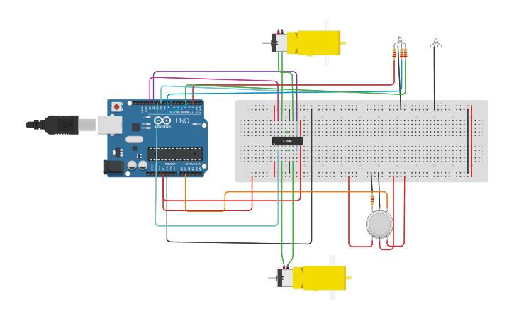 Circuit design Carro controlado por arduino | Tinkercad