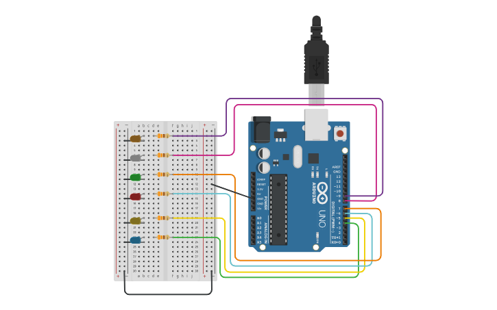 Circuit design Conducción de múltiples LED - Tinkercad