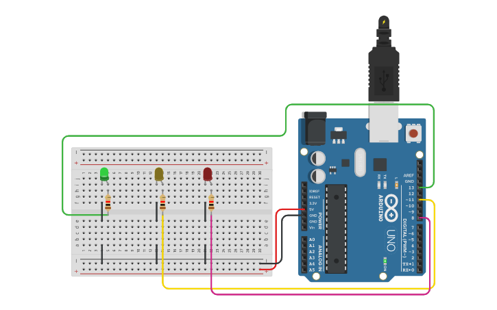 Circuit design semaforo - Tinkercad