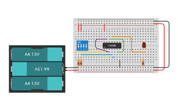 Circuit design OR con NAND - Tinkercad