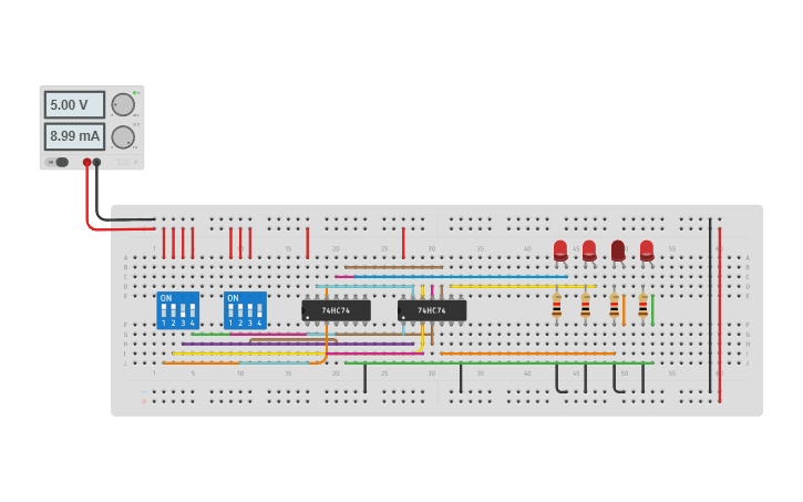 Circuit design PIPO Shift Register - Tinkercad