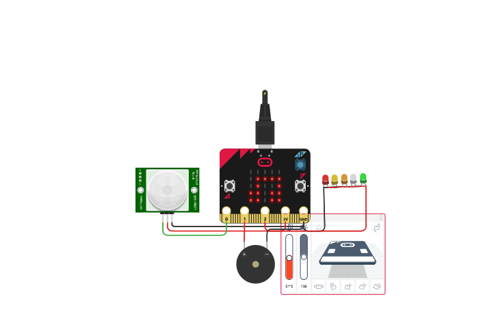 Circuit design Party Music and Lights - Tinkercad