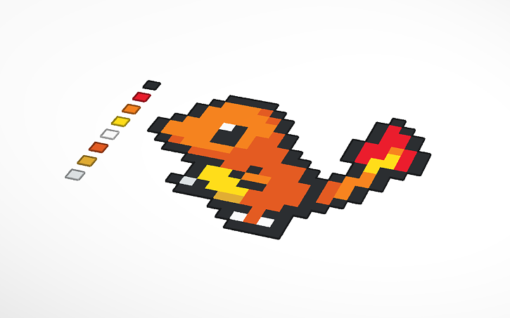 3D design Pokemon sprites: #004 Charmander - Tinkercad
