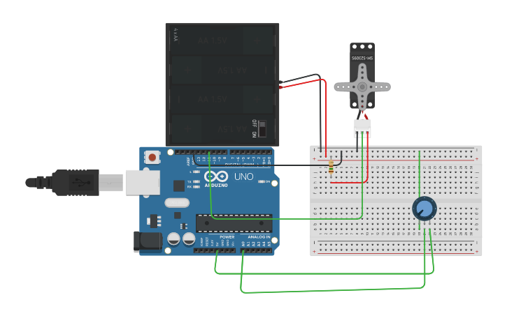 Circuit Design Potentiometer Servo Tinkercad