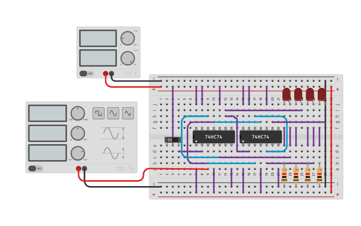 Circuit design Serial In Parallel Out - Tinkercad