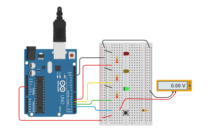 Circuit design Traffic Light with Pedestrian Button (measure Voltage ...