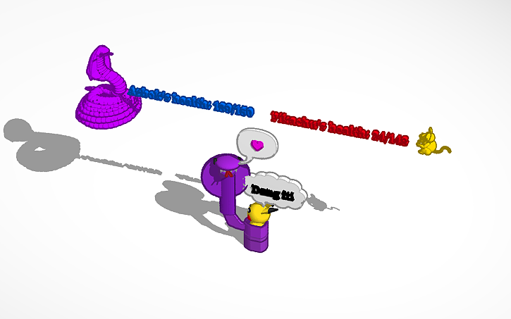 3D design Pikachu (#25; Me) vs Arbok (#24) - Tinkercad