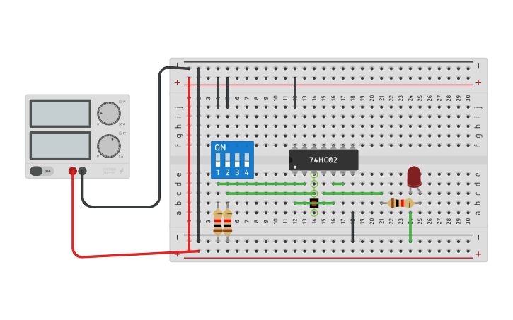 Circuit design OR using NOR Gate - Tinkercad