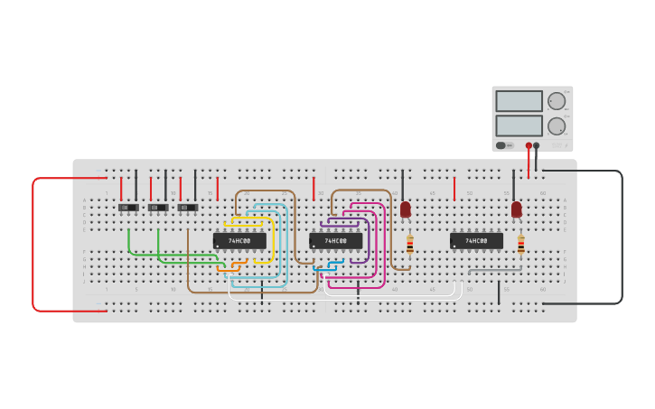 Circuit design Full Adder using NAND - Tinkercad