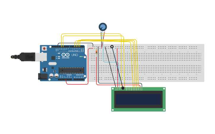 Circuit design Lcd 2x16 - Tinkercad