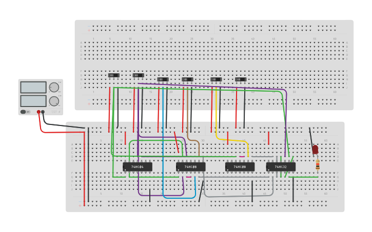 Circuit design 4X1 muX - Tinkercad