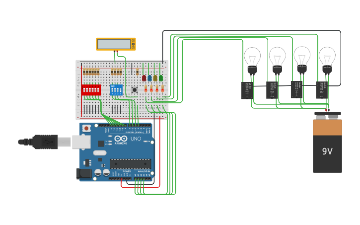 Circuit design LED with Switch and Memory Bulp - Tinkercad