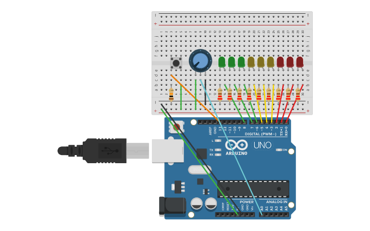 Circuit design ENTRADAS ANALOGICAS CON ARDUINO - Tinkercad Circuit design ENTRADAS ANALOGICAS CON ARDUINO - Tinkercad