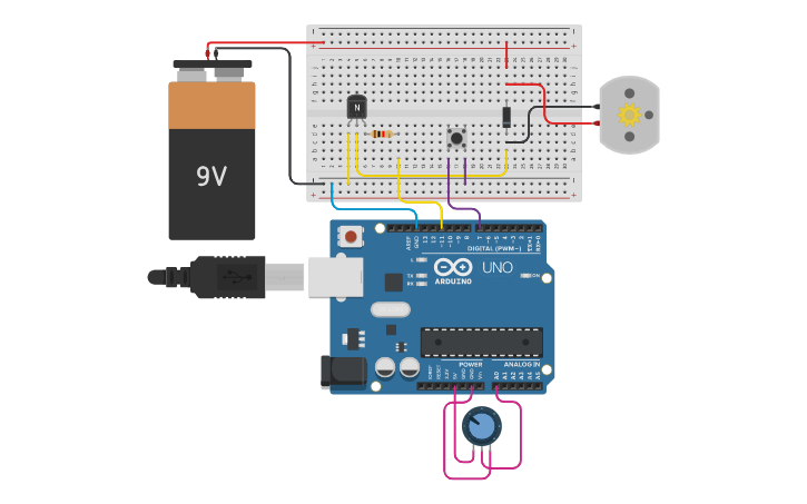 Circuit design Motor DC - Tinkercad