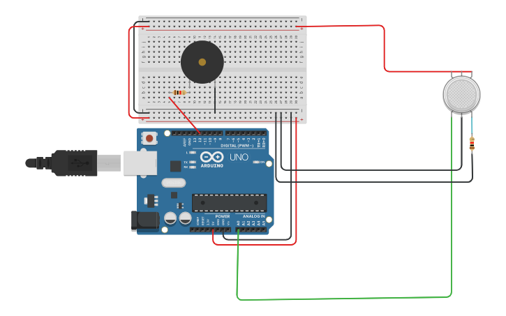 Circuit design smoke detector - Tinkercad