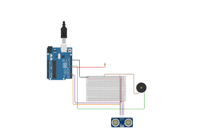 Circuit Design Automatic Braking Assistant Using An Ultrasonic Sensor Tinkercad