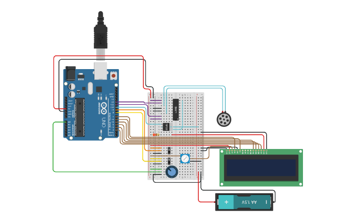 Circuit design Motor H Bridge Circuit - Speed, Direction, LCD Readout - Tinkercad