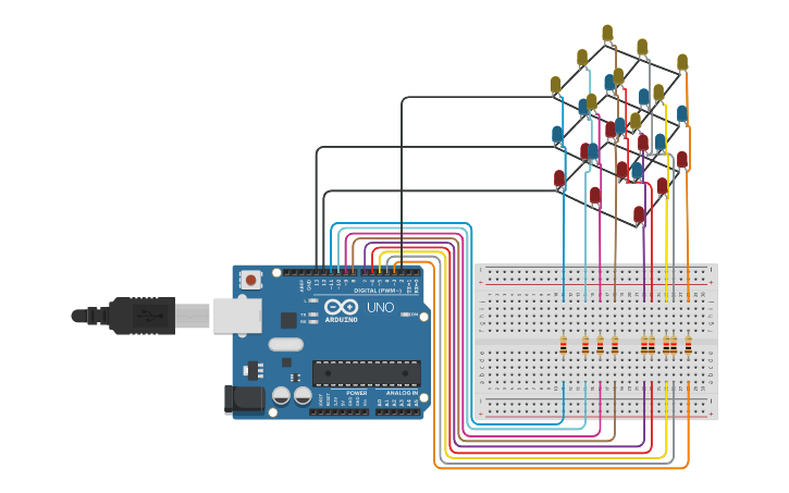 Circuit design Cubo de leds - Tinkercad