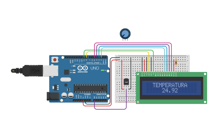 Circuit design LCD_TEMPERATURA - Tinkercad