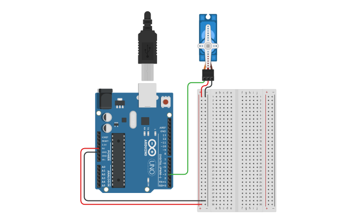 Circuit design Aufgabe 1 Servo - Tinkercad