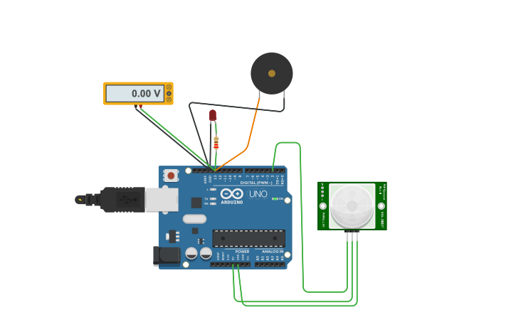 Circuit Design Security Alarm Project Tinkercad