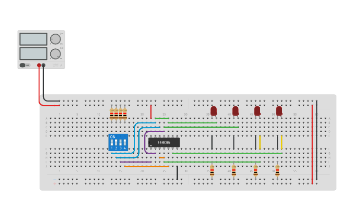 Circuit design Gray to Binary - Tinkercad