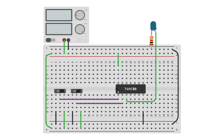 Circuit design AND GATE - Tinkercad