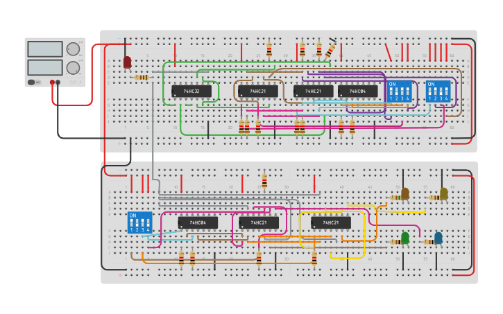 Circuit design Practica Multiplexación - Tinkercad