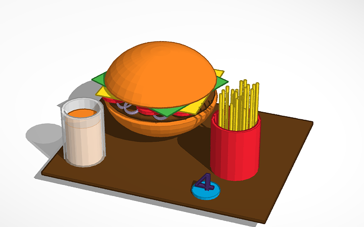 3D design Burger menu - Tinkercad